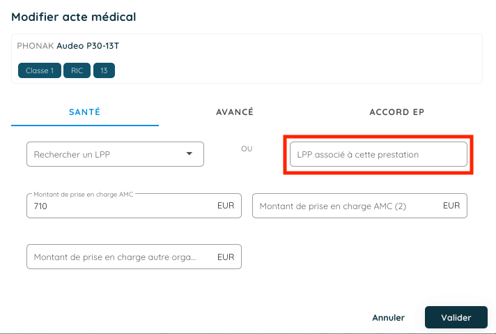 8. Ajouter ou modifier un code LPP depuis la facture – Osmose Solutions