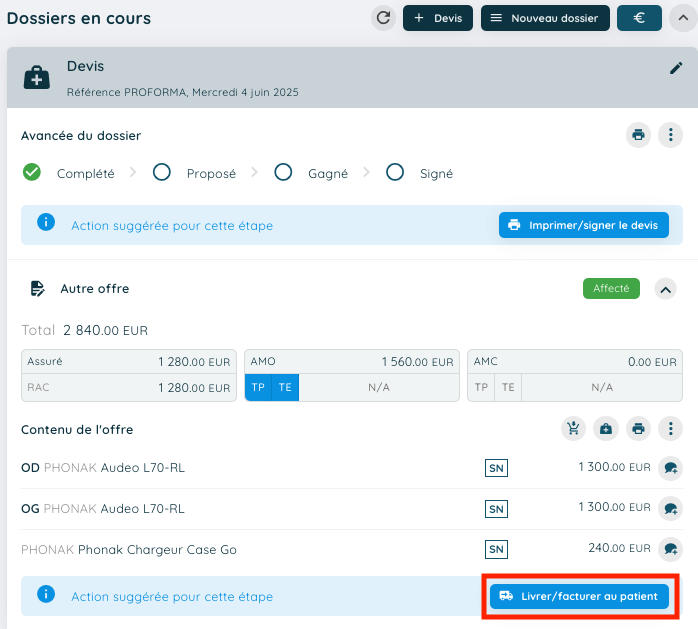 6. Attacher une prestation sur une autre facture – Osmose Solutions